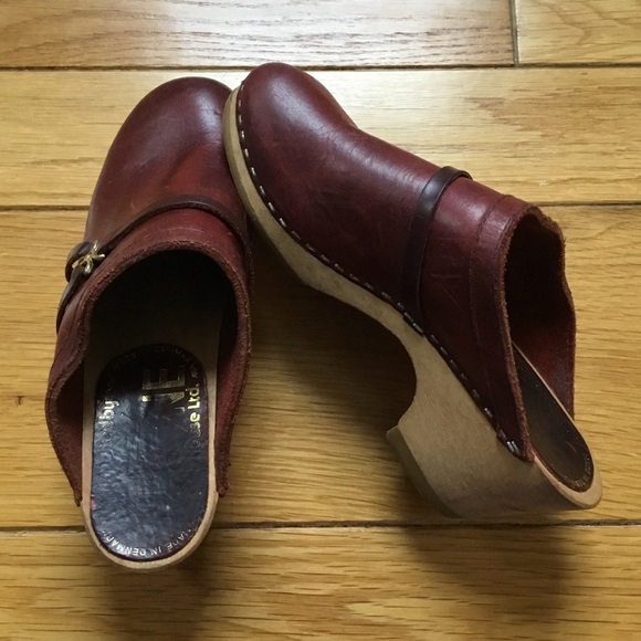 Krone | Shoes | Vintage Krone Leather Denmark Wood Heel Clogs | Poshmark